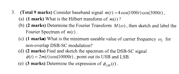 Solved 3. (Total 9 marks) Consider baseband signal | Chegg.com