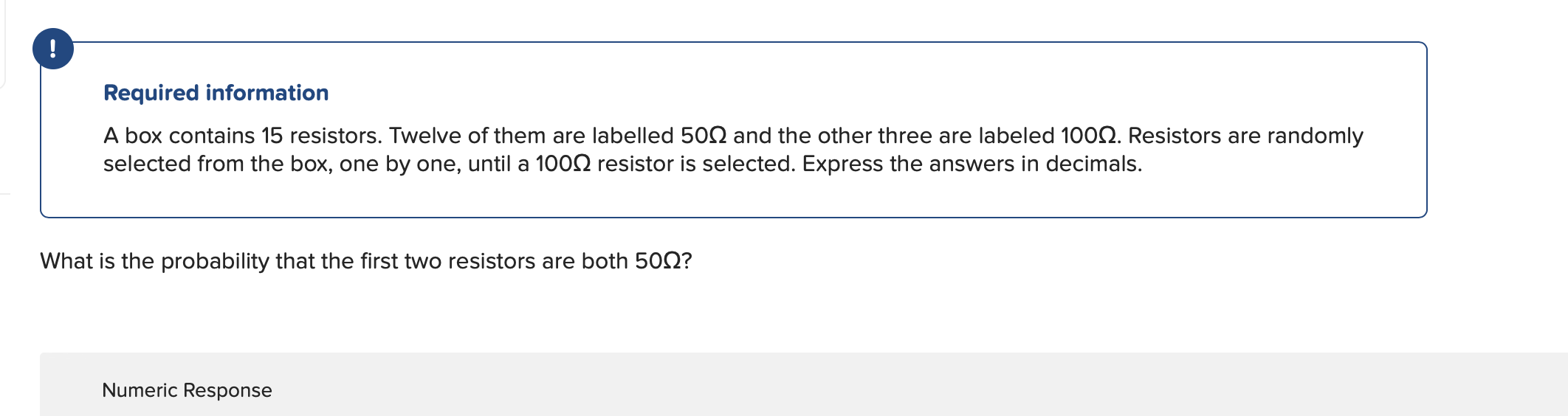 Solved ! Required information A box contains 15 resistors. | Chegg.com