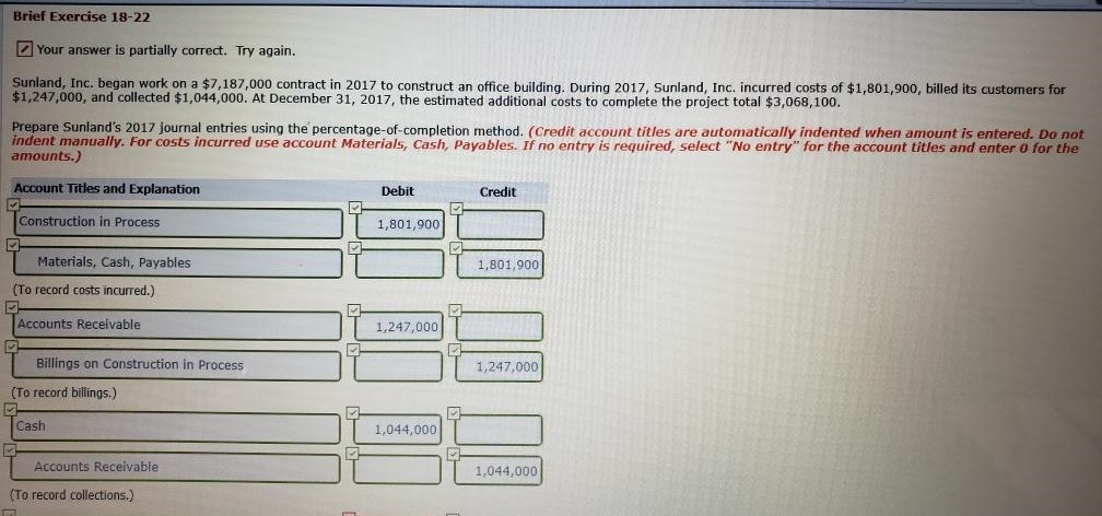 Solved Brief Exercise 18-22 Your answer is partially | Chegg.com