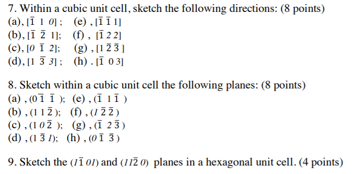 Solved 7. Within a cubic unit cell, sketch the following | Chegg.com