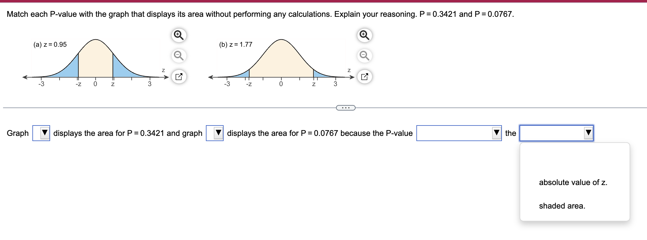 Solved Match each P-value with the graph that displays its | Chegg.com