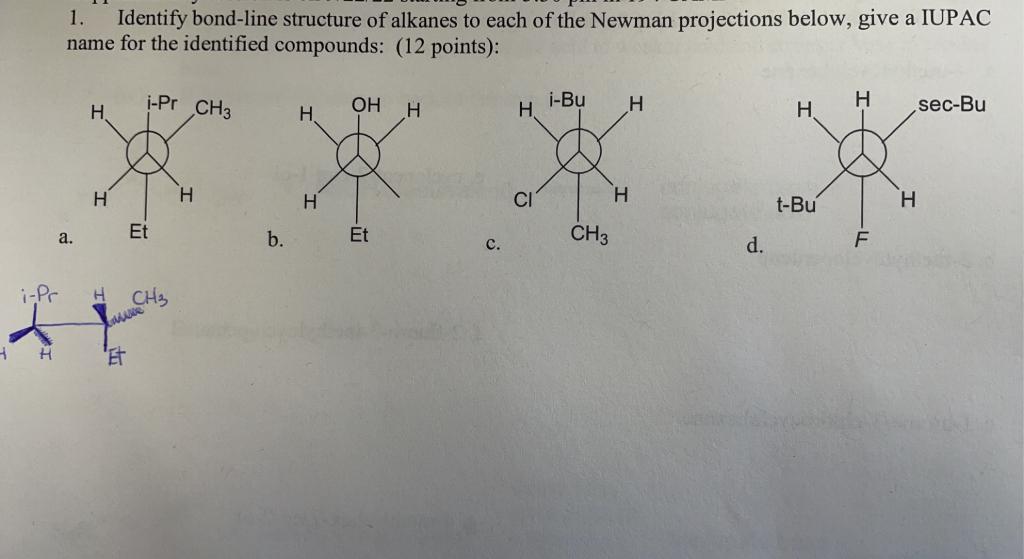 Solved 1. Identify bond-line structure of alkanes to each of | Chegg.com