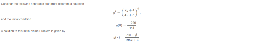 Solved Consider The Following Separable First Order