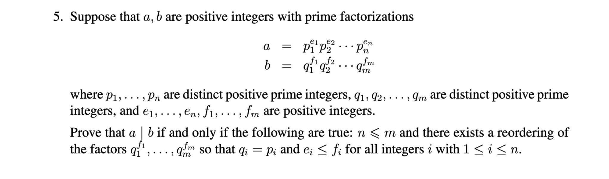 Solved 5. Suppose that a,b are positive integers with prime | Chegg.com