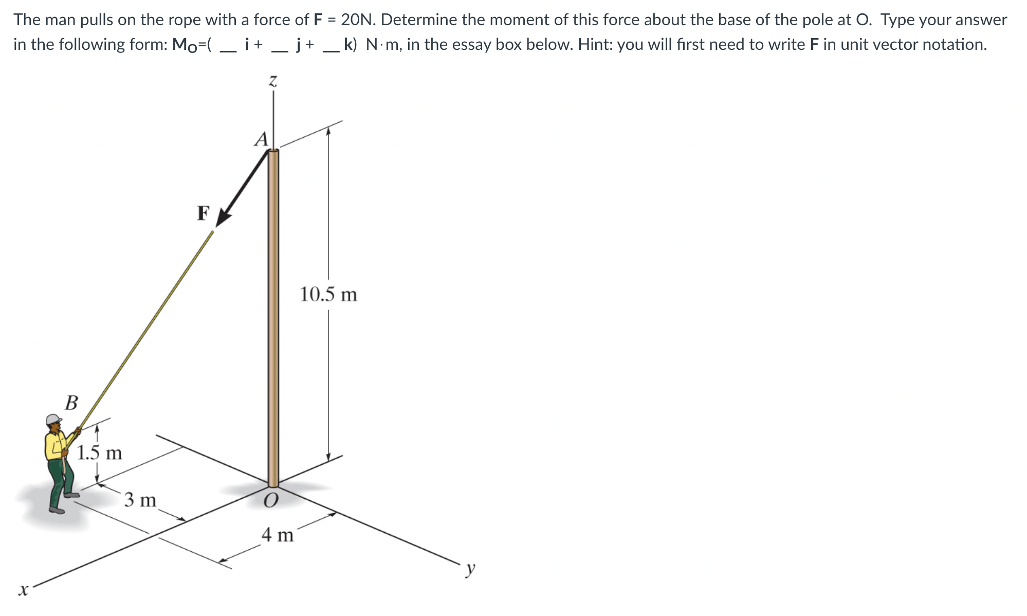 Solved The man pulls on the rope with a force of F=20N. | Chegg.com