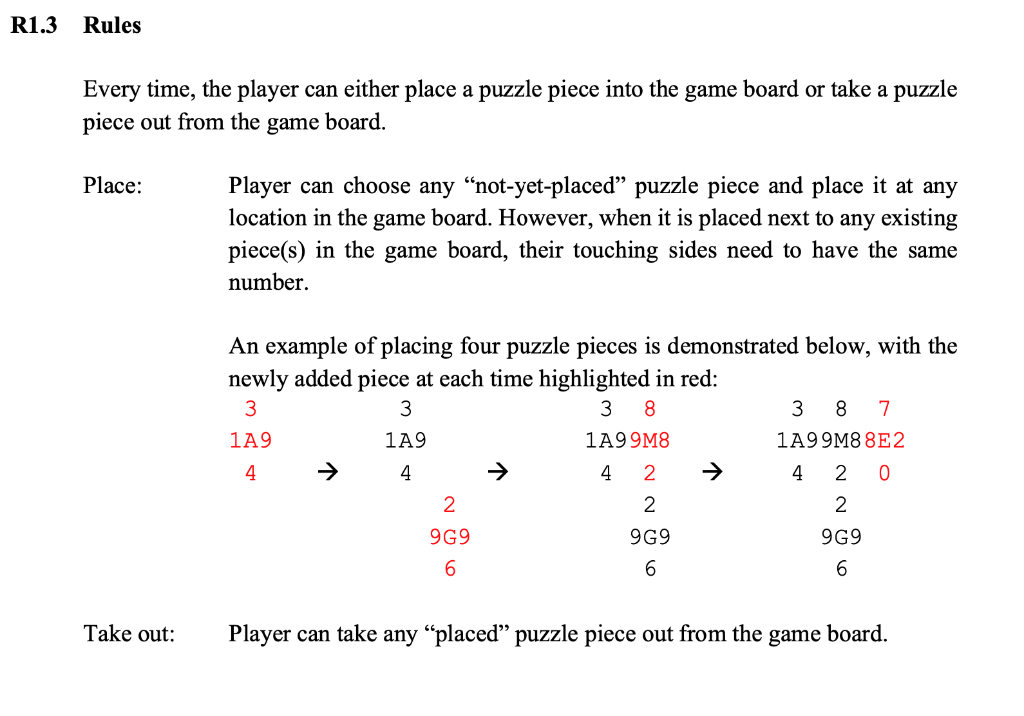Solved R1.3 Rules Every time, the player can either place a | Chegg.com