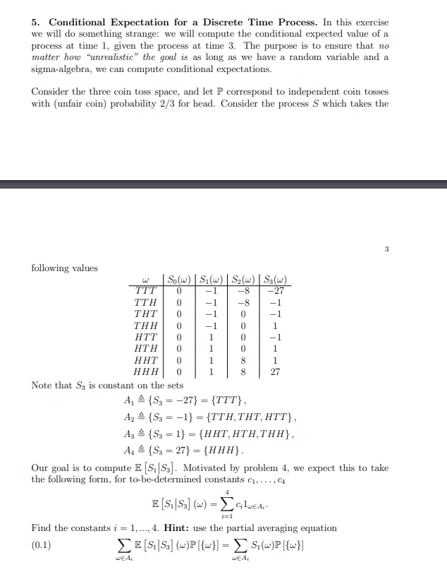 5. Conditional Expectation for a Discrete Time | Chegg.com