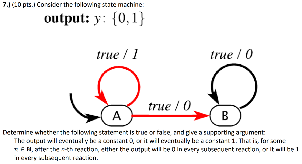 7.) (10 pts.) Consider the following state machine: | Chegg.com