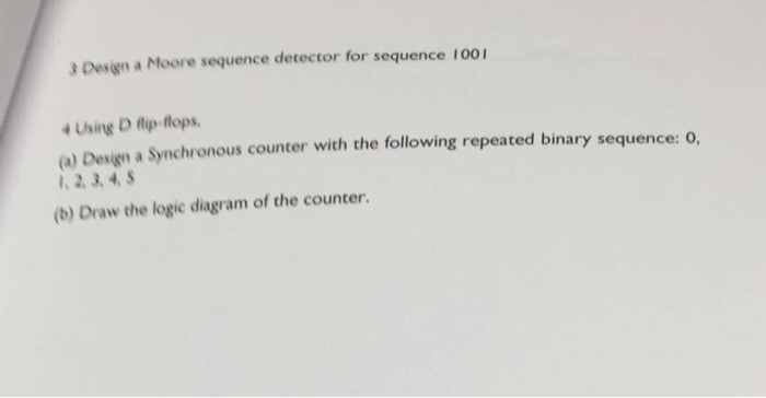Solved 3 Design a Moore sequence detector for sequence 1001 | Chegg.com