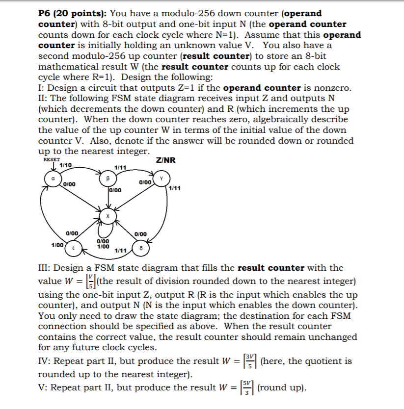 Solved P6 (20 ﻿points): You have a modulo-256 ﻿down counter | Chegg.com