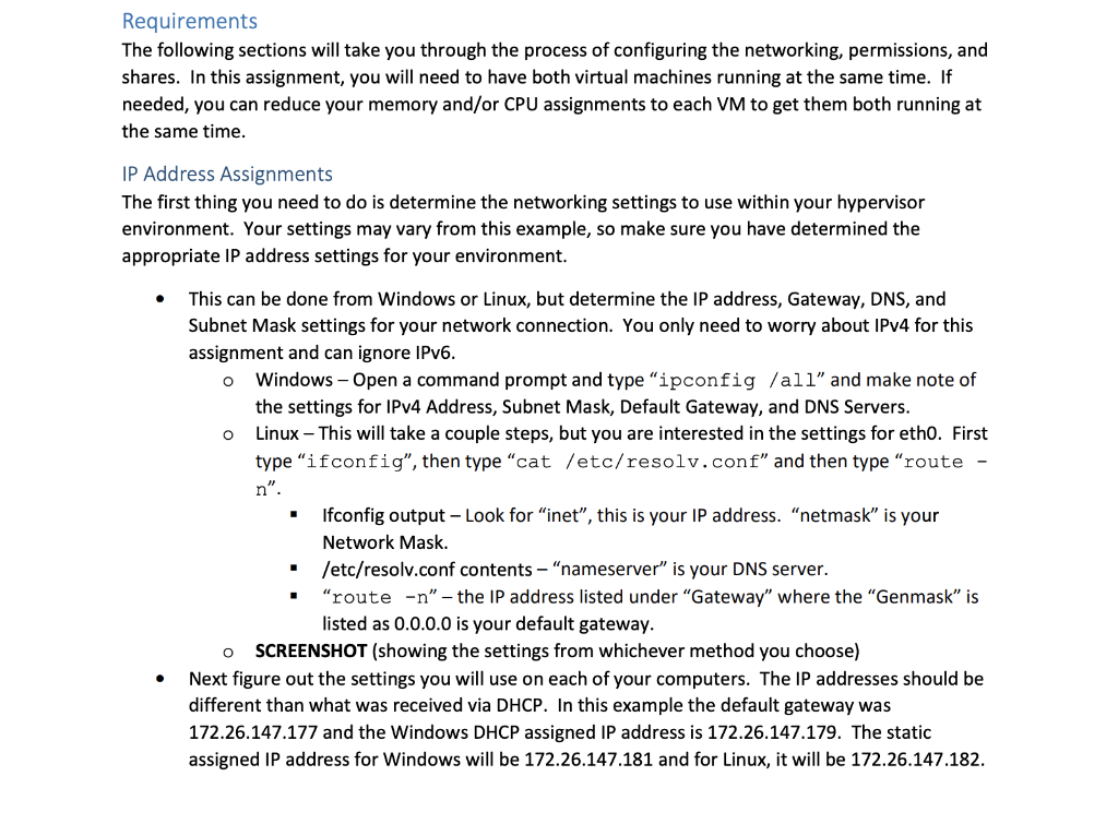 Requirements The following sections will take you | Chegg.com