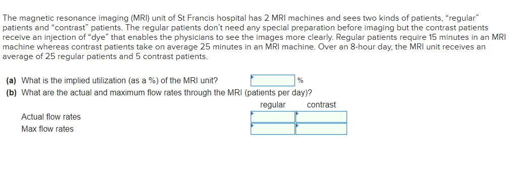 Solved The magnetic resonance imaging (MRI) unit of St | Chegg.com