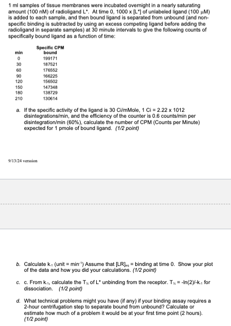 Solved For question b: How to calculate k- 1 (unit =min-1 ) | Chegg.com