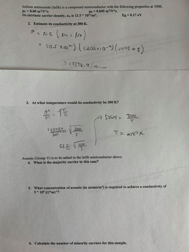 Solved Indium antimonide (InSb) is a compound semiconductor | Chegg.com