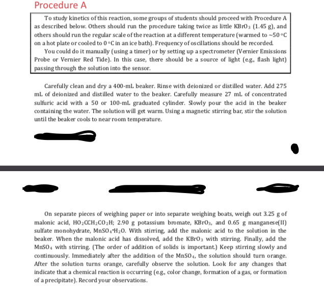 Procedure A: Temperature: -21 C -21 C -21 C -21 C | Chegg.com