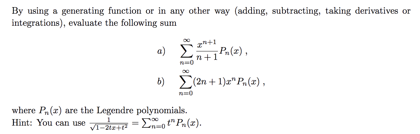 Solved By using a generating function or in any other way | Chegg.com