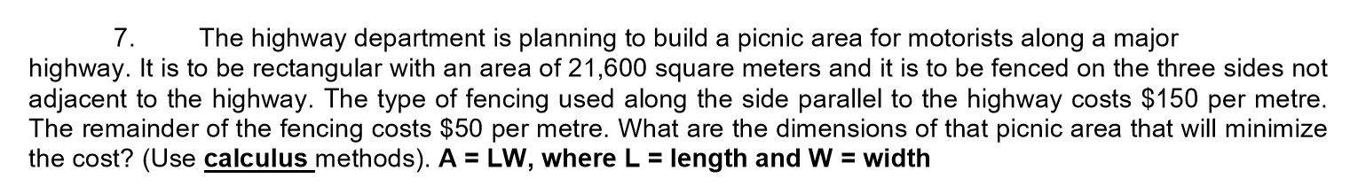 Solved 7. The highway department is planning to build a | Chegg.com