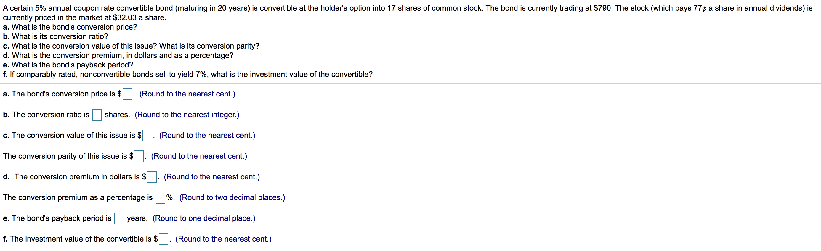 Solved A certain 5% annual coupon rate convertible bond | Chegg.com