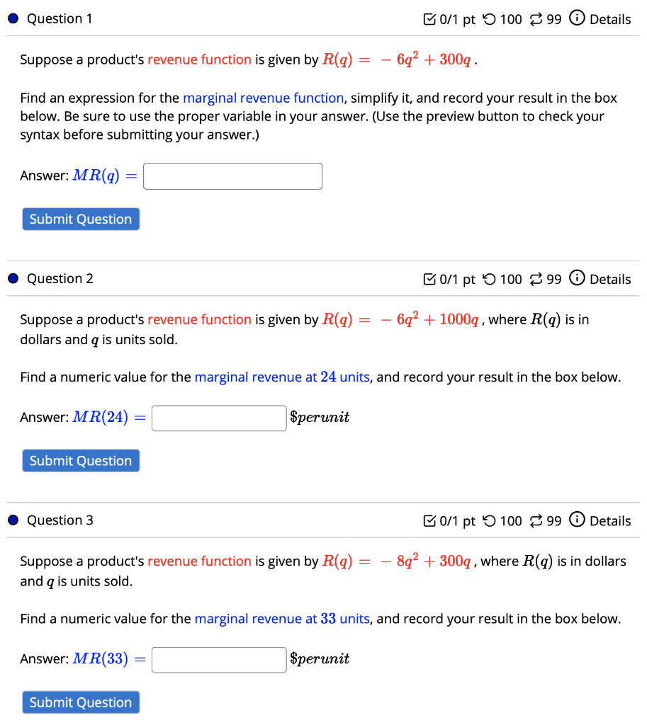 Solved Question 1 0/1 pt 100 99 Details Suppose a product's | Chegg.com