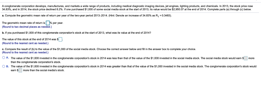 Solved A conglomerate corporation develops, manufactures, | Chegg.com