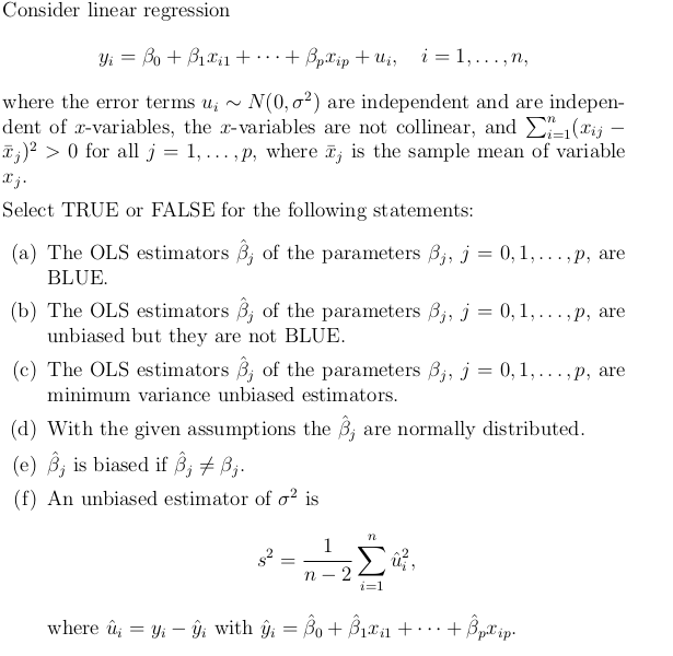 Consider linear regression | Chegg.com