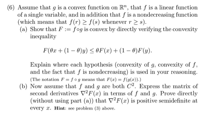 Solved (6) Assume that g is a convex function on R", that f | Chegg.com