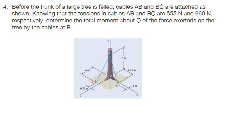 Solved 4. Before the trunk of a large tree is felled, cables | Chegg.com