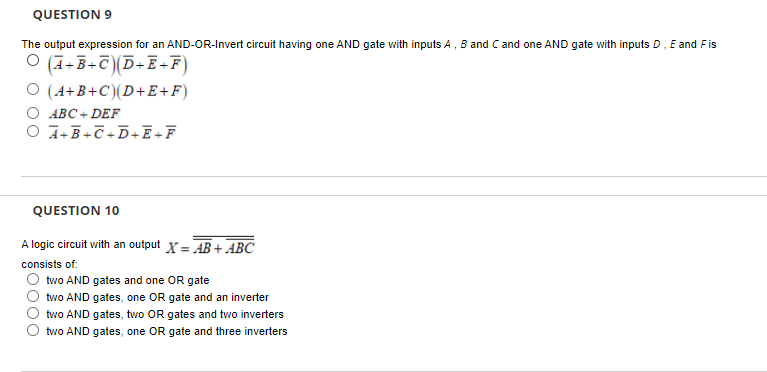 Solved Question 9 The Output Expression For An And Or Invert 