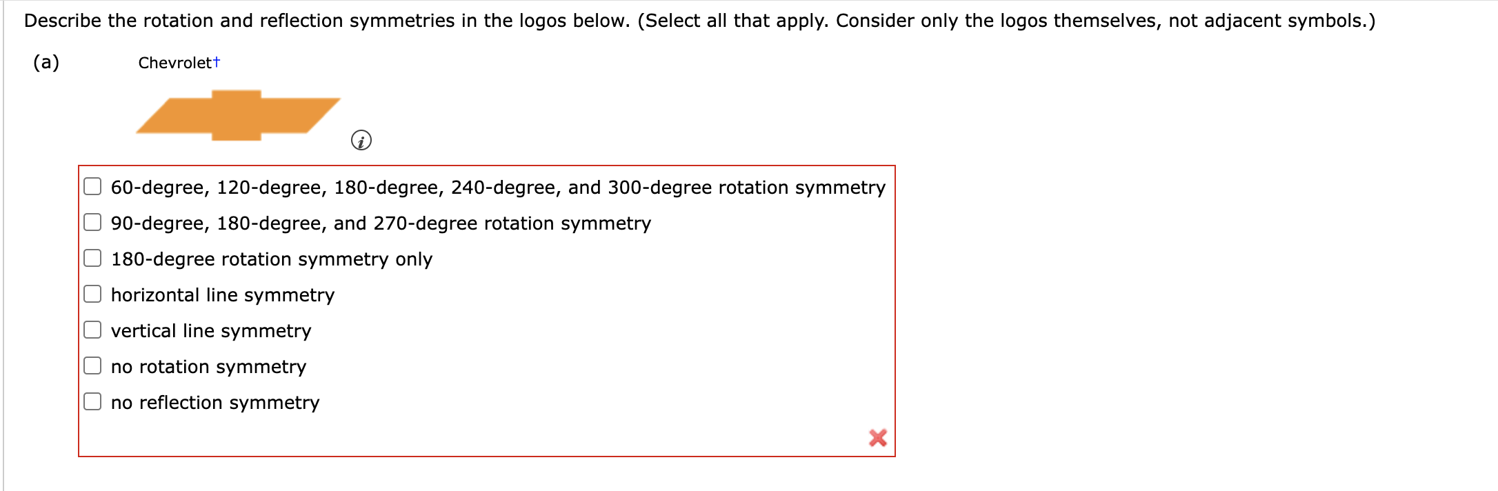 Solved Describe The Rotation And Reflection Symmetries In