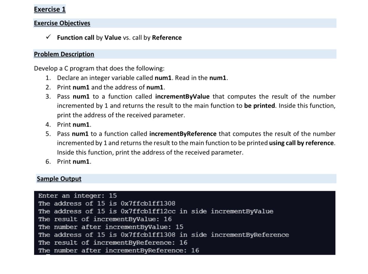 Solved Exercise 1 Exercise Objectives Function Call By 