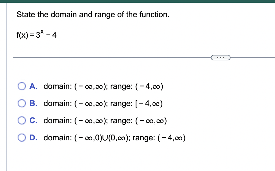 Solved State the domain and range of the | Chegg.com