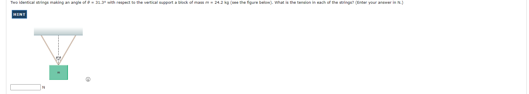 Solved Two identical strings making an angle of B = 31.30 | Chegg.com