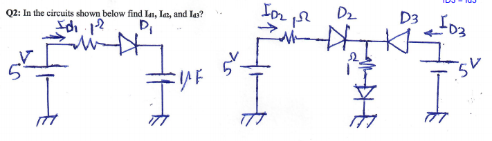 Solved Q2: In the circuits shown below find Idl, la2, and | Chegg.com