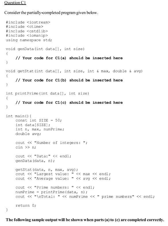 Solved Question CI Consider the partially-completed program | Chegg.com