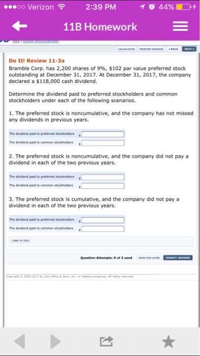 Solved 2:39 PM 44%, oo Verizon 11B Homework Brief Exercise | Chegg.com