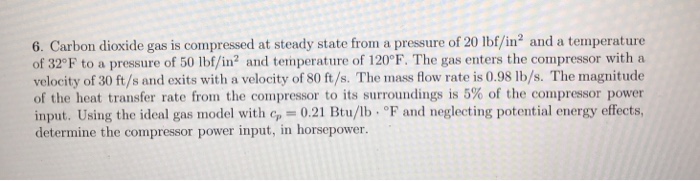 Solved 6. Carbon dioxide gas is compressed at steady state | Chegg.com