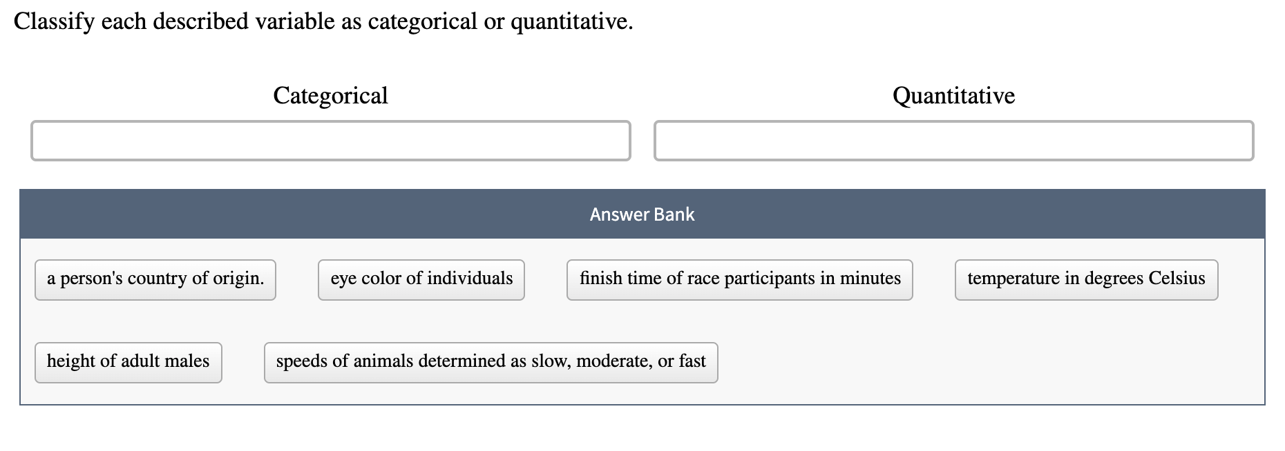 Solved Classify each described variable as categorical or | Chegg.com