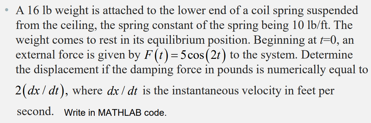 Solved PLEASE SOLVE USING MATLAB CODE! PLEASE SOLVE USING | Chegg.com