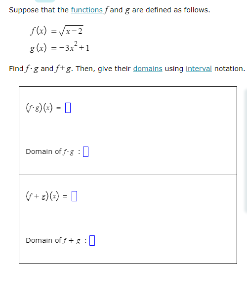 Solved Suppose that the functions f and g are defined as | Chegg.com