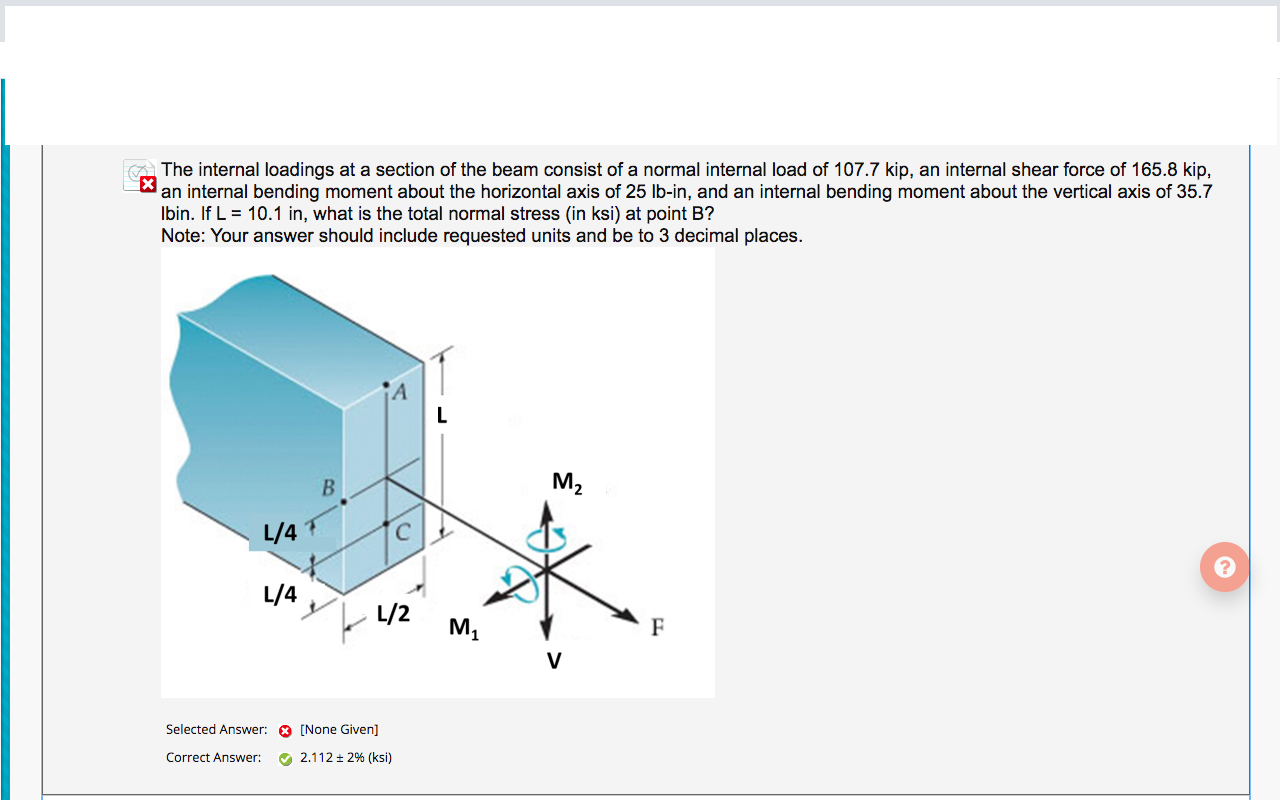 Solved X The internal loadings at a section of the beam | Chegg.com