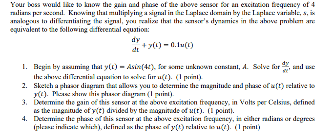 Solved Your boss would like to know the gain and phase of | Chegg.com