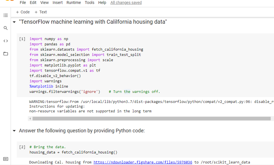 File Edit View Insert Runtime Tools Help All changes | Chegg.com