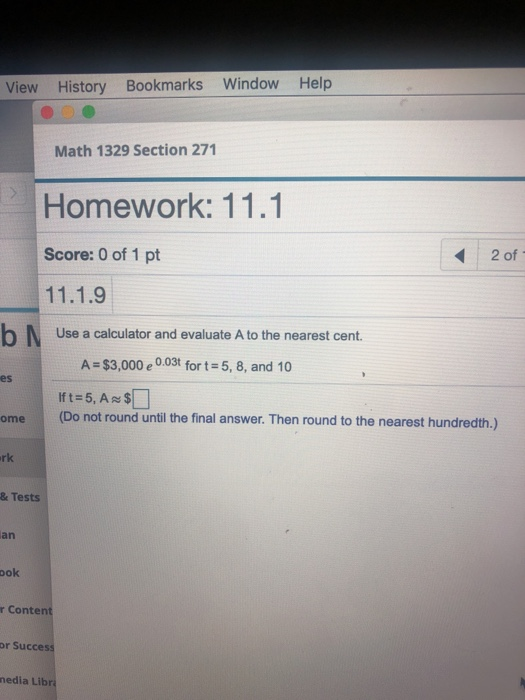 Solved View History Bookmarks Window Help Math 1329 Section | Chegg.com