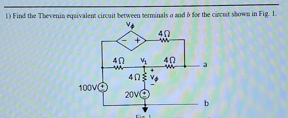Solved 1) Find the Thevenin equivalent circuit between | Chegg.com