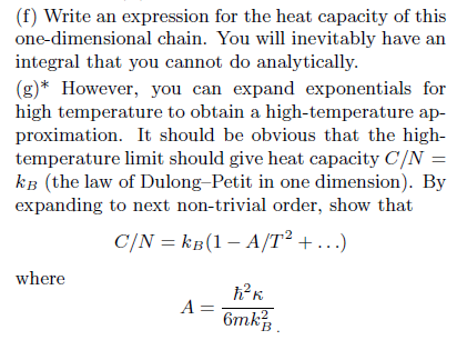 Solved (f) Write an expression for the heat capacity of this | Chegg.com