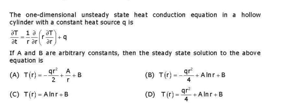 Solved = r The one-dimensional unsteady state heat | Chegg.com
