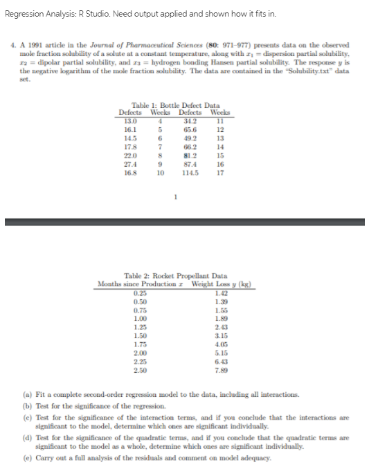 Solved Regression Analysis: R Studio. Need output applied | Chegg.com