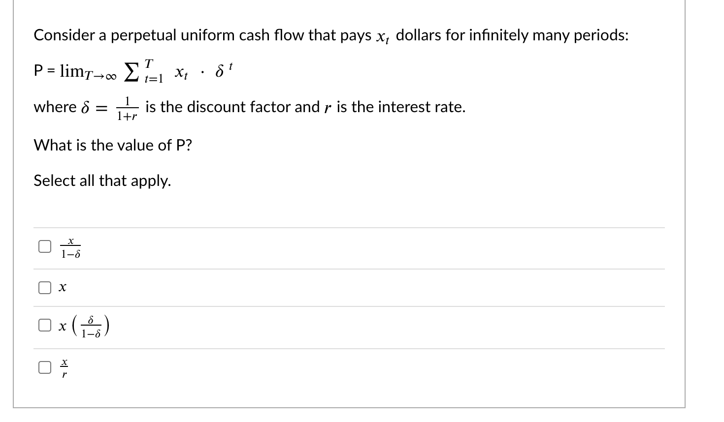 Solved Consider a perpetual uniform cash flow that pays X1 | Chegg.com