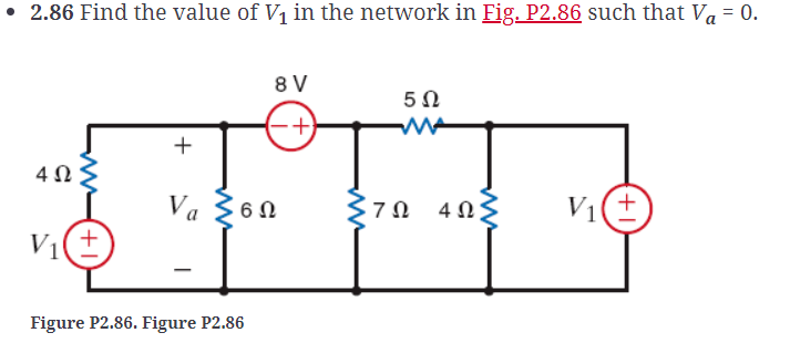 Solved - 2.86 Find the value of V1 in the network in Fig. | Chegg.com