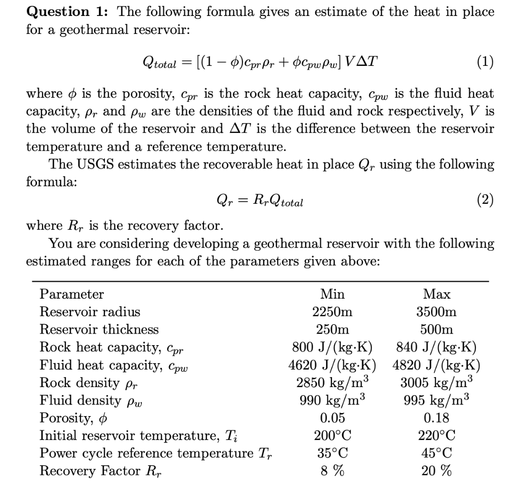 Solved Question 1: The following formula gives an estimate | Chegg.com